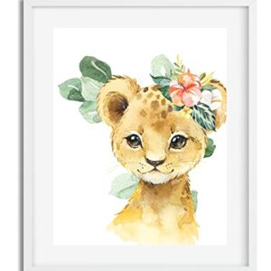 Safari Nursery Girl - Safari Animal Pictures Wall Art - Baby Room Animal Prints - Jungle Babies Wall Decor - Little Girls Room Wall Decor - 8x10 - UNFRAMED (Safari Girls 6)