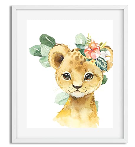 Safari Nursery Girl - Safari Animal Pictures Wall Art - Baby Room Animal Prints - Jungle Babies Wall Decor - Little Girls Room Wall Decor - 8x10 - UNFRAMED (Safari Girls 6)