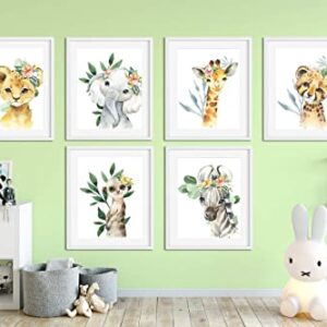 Safari Nursery Girl - Safari Animal Pictures Wall Art - Baby Room Animal Prints - Jungle Babies Wall Decor - Little Girls Room Wall Decor - 8x10 - UNFRAMED (Safari Girls 6)