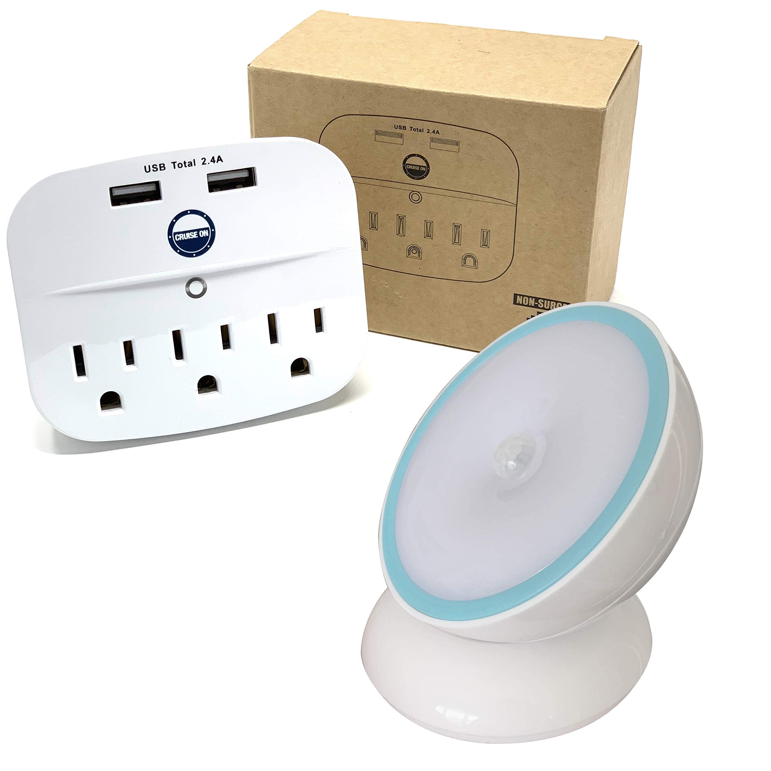 Cruise Power Strip & Travel Night Light for Cruise Ship Cabin - Must Have Cruise Accessories Bundle