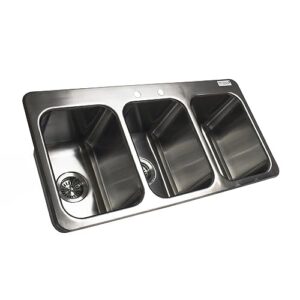 bk resources ddi3-10141024 three compartment drop-in deck mount sink 10" x 14" x10" bowl