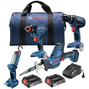 bosch gxl18v-496b22-rt 18v lithium-ion cordless 4-tool combo kit (2 ah) (renewed)