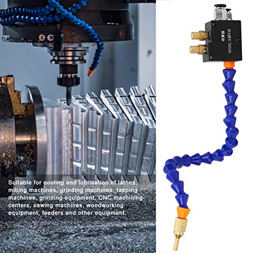 Mist Coolant Lubrication Spray System Aluminium Alloy Plastic for Metal Cutting Engraving Cooling Sprayer Machine for Air Pipe CNC Lathe Milling Drill 0-68cst Use Liquid Viscosity Range