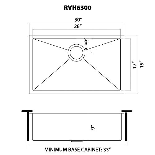 Ruvati 30-inch Undermount Gunmetal Black Stainless Steel Kitchen Sink 16 Gauge Single Bowl - RVH6300BL