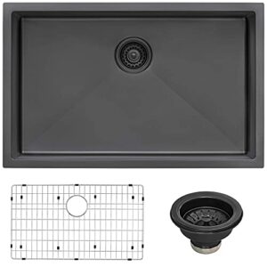 ruvati 30-inch undermount gunmetal black stainless steel kitchen sink 16 gauge single bowl - rvh6300bl