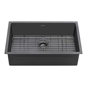 Ruvati 30-inch Undermount Gunmetal Black Stainless Steel Kitchen Sink 16 Gauge Single Bowl - RVH6300BL