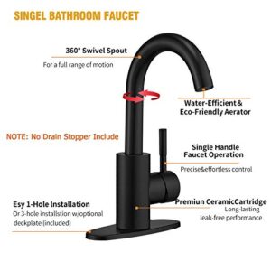 BESy Modern Single Handle Wet Bar Sink Faucet,Single Hole Bathroom Kitchen Faucet,Rv Small Bathroom Sink Faucet with 6 Inch Cover Plate,Bar Vanity Faucet,Stainless Steel/Matte Black(1 & 3 Hole)