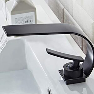 becola Matte Black Bathroom Faucet, Modern Single Hole Bathroom Faucet, Low Arc Brass Ceramic Valve Vanity Sink Faucet, Single Handle 1 Hole / 3 Holes Hot and Cold Water Mixer Tap - Matte Black