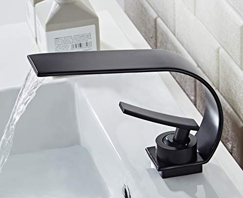 becola Matte Black Bathroom Faucet, Modern Single Hole Bathroom Faucet, Low Arc Brass Ceramic Valve Vanity Sink Faucet, Single Handle 1 Hole / 3 Holes Hot and Cold Water Mixer Tap - Matte Black