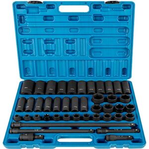 vevor impact socket set 1/2 inches 43 piece impact sockets, standard socket assortment, 1/2 inches drive socket set 6-point sockets metric 9-30mm (standard/deep)