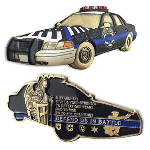 Police Car Challenge Coin Saint Michael The Archangel Defend Us in Battle