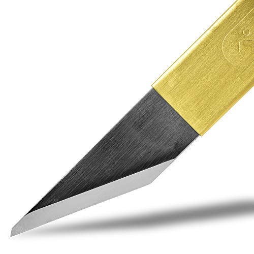 Kiridashi Craft Pocket Knife Japanese Blade Brass Handle with Sheath for Left-handed