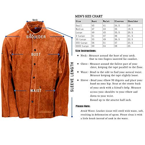 QeeLink Leather Welding Work Jacket with Split Leg Apron Flame-Resistant Heavy Duty Split Cowhide Leather Welder Jackets with Welding Apron for Men & Women, 3XL