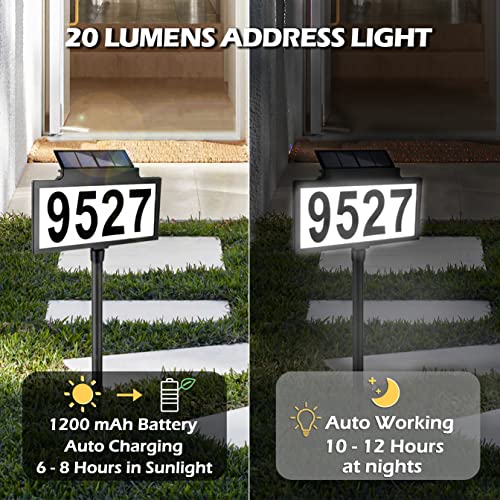 LeiDrail Solar Address Sign House Number for outside LED Illuminated Outdoor Address Plaque Waterproof Lighted Up for Home Yard Street