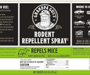 Grandpa Gus's Double-Potent Rodent Repellent Spray, Peppermint & Cinnamon Oil, Prevents Mouse/Rats from Nesting & Chewing on Wires, 16 fl oz (Pack of 1)