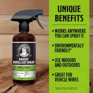 Grandpa Gus's Double-Potent Rodent Repellent Spray, Peppermint & Cinnamon Oil, Prevents Mouse/Rats from Nesting & Chewing on Wires, 16 fl oz (Pack of 1)