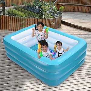 Inflatable Swimming Pool for Kids, 59" X 45" X 20" Kiddie Pools with Inflatable Soft Floor, Durable Blow Up Pools for Backyard, Garden or Indoor (Green)