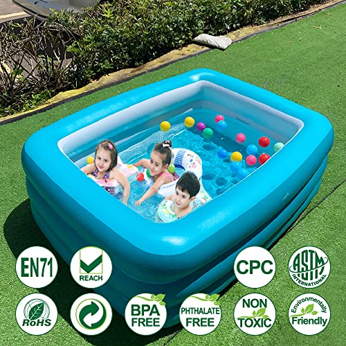 Inflatable Swimming Pool for Kids, 59" X 45" X 20" Kiddie Pools with Inflatable Soft Floor, Durable Blow Up Pools for Backyard, Garden or Indoor (Green)