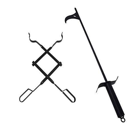 bbq777 Fire Pit Tool Kits, Fireplace Tools, 30" Fire Pit Poker & 26" Log Grabber Fireplace Tongs Accessories for Solo Stove, Outdoor Campfire, Camping, Wood Stove, for Solo Stove Bonfire Accessories