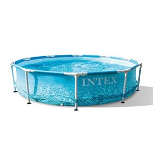 intex 28207eh 10 feet x 30 inch rust resistant steel metal frame outdoor backyard above ground circular beachside swimming pool with filter pump