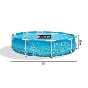 Intex 28206EH 10 Feet x 30 Inch Rust Resistant Steel Metal Frame Outdoor Backyard Above Ground Circular Beachside Swimming Pool with Reinforced Sidewalls