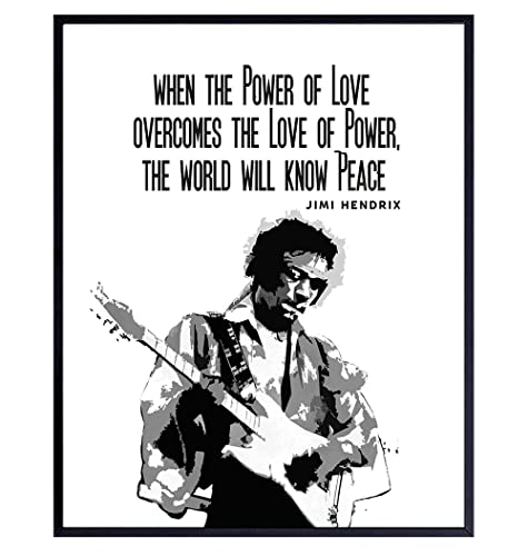 Jimi Hendrix Poster,- Inspirational Wall Art Print - Graffiti Street Art, Urban Home or Wall Decor - Gift for 60's Music, Woodstock Fans, Guitarists, Musicians - 8x10 Quote Photo Picture