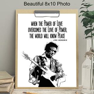 Jimi Hendrix Poster,- Inspirational Wall Art Print - Graffiti Street Art, Urban Home or Wall Decor - Gift for 60's Music, Woodstock Fans, Guitarists, Musicians - 8x10 Quote Photo Picture