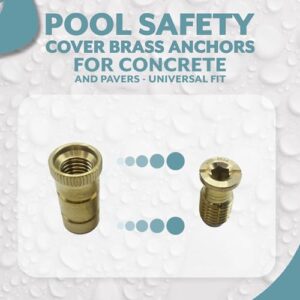 Poolzilla Pool Safety Cover Brass Anchors for Concrete and Pavers - 10 Pack - Universal Fit