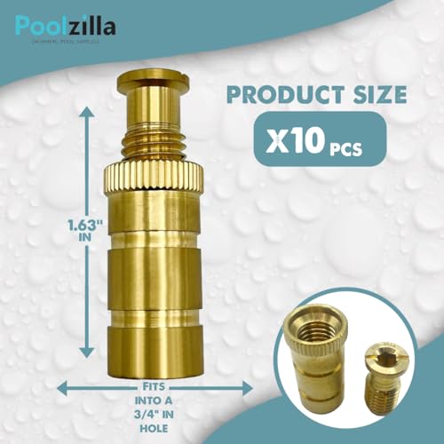 Poolzilla Pool Safety Cover Brass Anchors for Concrete and Pavers - 10 Pack - Universal Fit