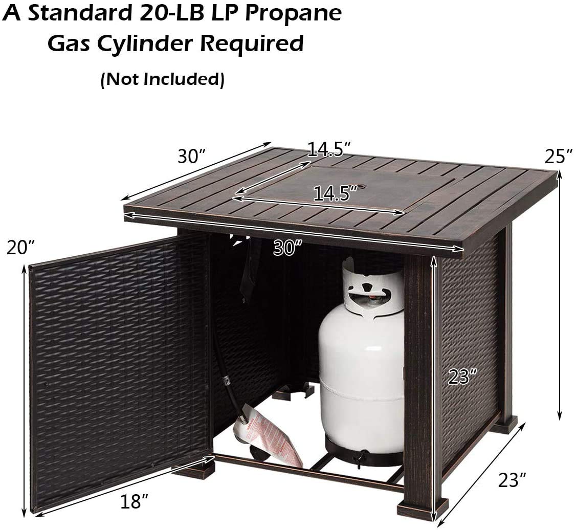 HAPPYGRILL Propane Gas Fire Pit Table Outdoor Patio Gas Burner Stove Fire Table, 50,000 BTU Propane Fire Pit Table with Lid