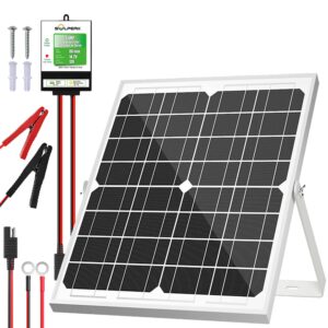 solperk solar panel kit 20w 12v, solar battery trickle charger maintainer + upgrade controller + adjustable mount bracket for boat car rv motorcycle marine automotive