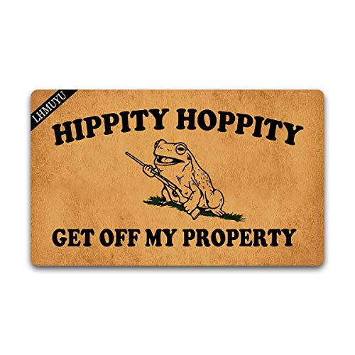 Home Decor Hippity Hoppity Get Off My Property Welcome Mat with Rubber Backing Doormat Entrance Floor Mat Non-Slip Entryway Rug Easy Clean 30 X 18 Inches