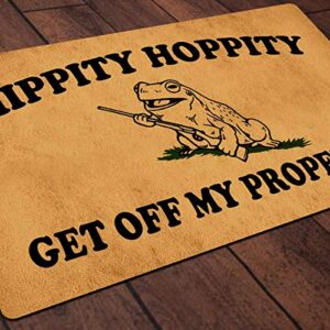 Home Decor Hippity Hoppity Get Off My Property Welcome Mat with Rubber Backing Doormat Entrance Floor Mat Non-Slip Entryway Rug Easy Clean 30 X 18 Inches