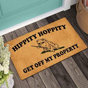 Home Decor Hippity Hoppity Get Off My Property Welcome Mat with Rubber Backing Doormat Entrance Floor Mat Non-Slip Entryway Rug Easy Clean 30 X 18 Inches