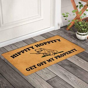 Home Decor Hippity Hoppity Get Off My Property Welcome Mat with Rubber Backing Doormat Entrance Floor Mat Non-Slip Entryway Rug Easy Clean 30 X 18 Inches