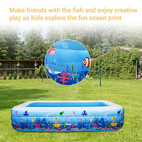 AsterOutdoor Inflatable Swimming Pool Full-Sized Above Ground Kiddle Family Lounge Pool, 80"x 55"x 23" Thickened, Blow Up for Backyard, Garden, Party, Blue