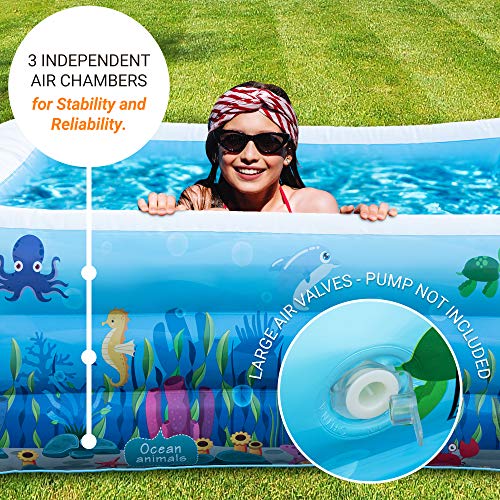 AsterOutdoor Inflatable Swimming Pool Full-Sized Above Ground Kiddle Family Lounge Pool, 80"x 55"x 23" Thickened, Blow Up for Backyard, Garden, Party, Blue