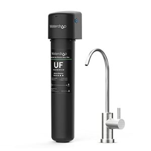 waterdrop 15ub-uf 0.01 μm ultra filtration under sink water filter system for baçtёria reduction, reduces lead, chlorine, bad taste & odor, 16k gallons, with dedicated brushed nickel faucet, usa tech