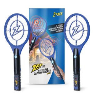 zap it! bug zapper rechargeable bug zapper racket, 4,000 volt, usb charging cable, 2 pack