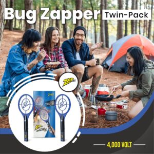 ZAP IT! Bug Zapper Rechargeable Bug Zapper Racket, 4,000 Volt, USB Charging Cable, 2 Pack