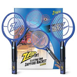 zap it bug zapper rechargeable bug zapper racket, electric fly swatter, mosquito zapper, 4,000 volt, usb charging cable, 2 pack (large, blue)