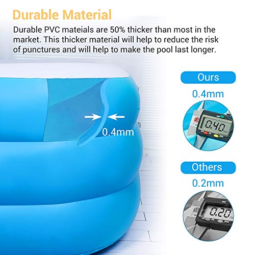 AsterOutdoor Inflatable Swimming Pool 100"x 66"x 23" Thickened, Full-Sized Above Ground Kiddle Family Lounge Pool for Adult, Kids, Toddlers, Blow Up for Backyard, Garden, Party, Blue