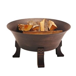 Bluegrass Living Fire Pit for Outdoor Use, Wood Burning, Includes Cooking Grid, Weather Cover, Spark Screen, and Poker (26-Inch Bronze Bowl)