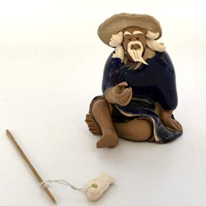 MUD Fisherman Bonsai Figurine | Ceramic | Collectible | Fairy Garden | 1'' x 1.5''