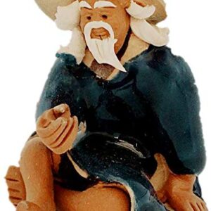 MUD Fisherman Bonsai Figurine | Ceramic | Collectible | Fairy Garden | 1'' x 1.5''