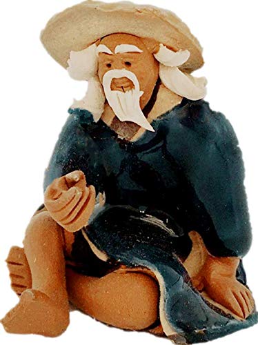 MUD Fisherman Bonsai Figurine | Ceramic | Collectible | Fairy Garden | 1'' x 1.5''