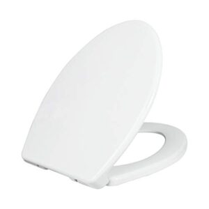 luxe bidet luxe ts1008e elongated comfort fit toilet seat with slow close, quick release hinges, and non-slip bumpers (white)