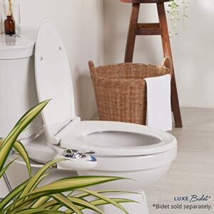 LUXE Bidet Luxe TS1008E Elongated Comfort Fit Toilet Seat with Slow Close, Quick Release Hinges, and Non-Slip Bumpers (White)