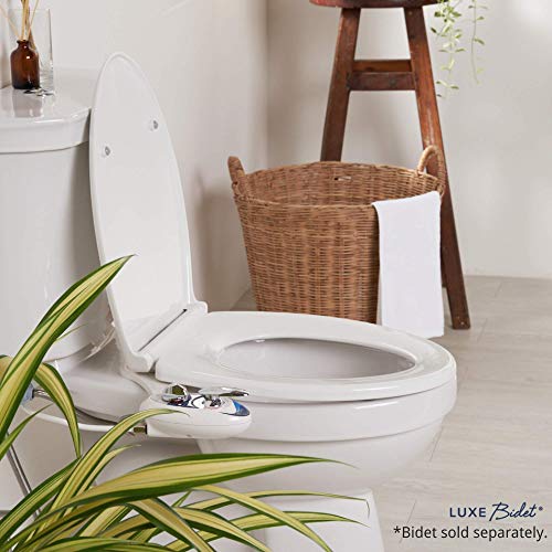 LUXE Bidet Luxe TS1008E Elongated Comfort Fit Toilet Seat with Slow Close, Quick Release Hinges, and Non-Slip Bumpers (White)