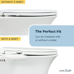 LUXE Bidet Luxe TS1008E Elongated Comfort Fit Toilet Seat with Slow Close, Quick Release Hinges, and Non-Slip Bumpers (White)